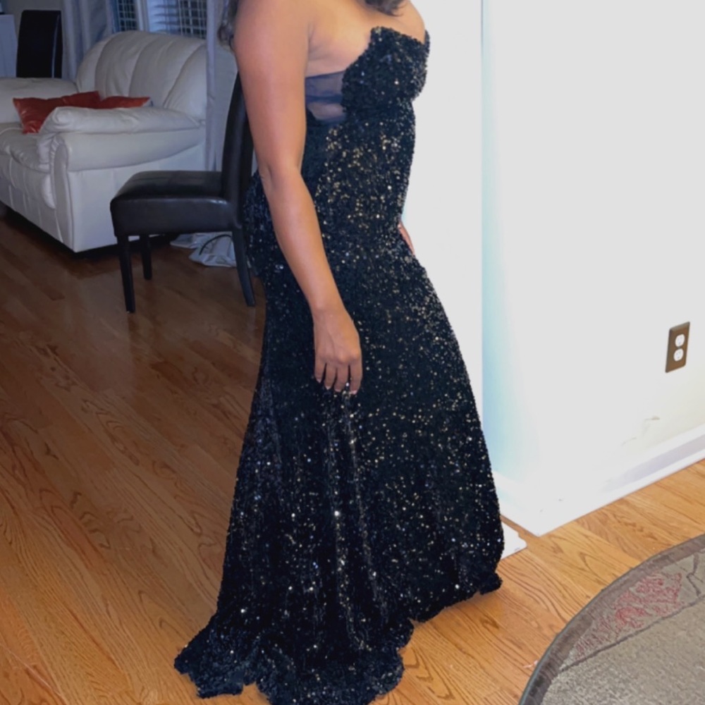 Beautiful Black Sequin Ball Gown Dress - Gem